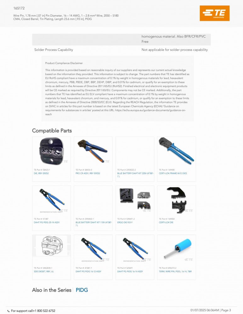 TE Connectivity 165172 technical document page 3