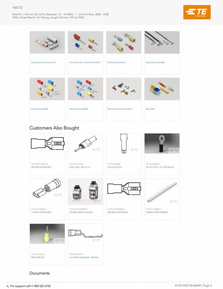 TE Connectivity 165172 technical document page 4