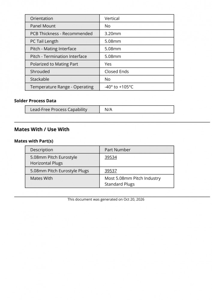 Molex ESE Eurostyle terminal blocks document page 3