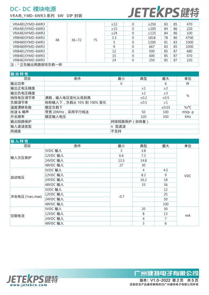 VRA2405YMD-6WR3 datasheet page 2