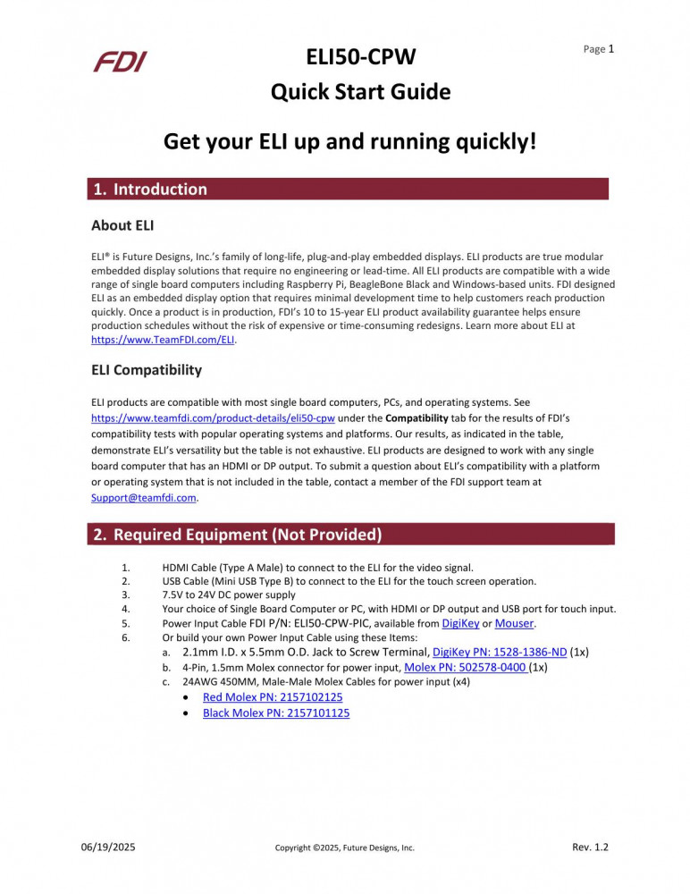 ELI50-CPW Quick Start Guide, page 1
