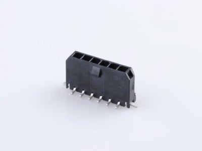 Micro-Fit 3.0 Vertical Header, 3.00mm Pitch, Single Row, 5 Circuits, with Solder Tab, 0.76µm Gold Plating, Glow-Wire Capable, Black, Tape and Reel