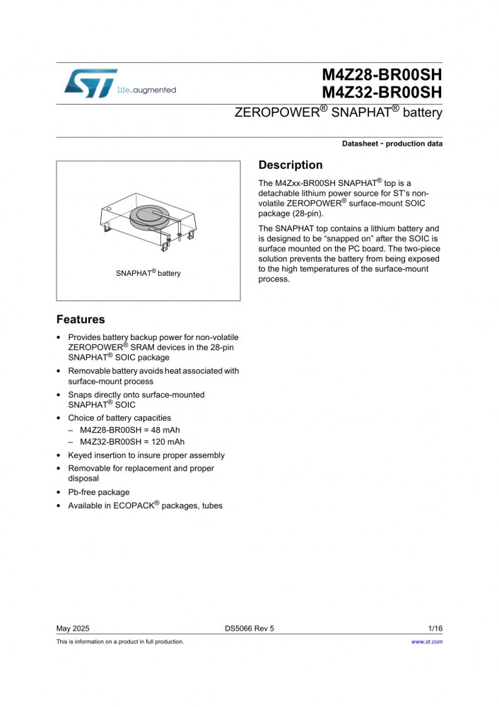 Datasheet page 1