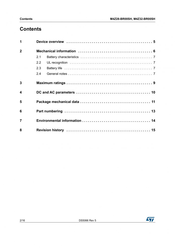 Datasheet page 2