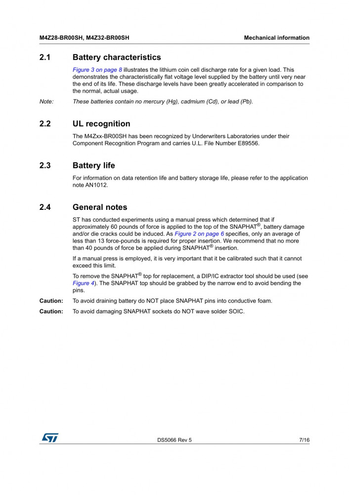 Datasheet page 7