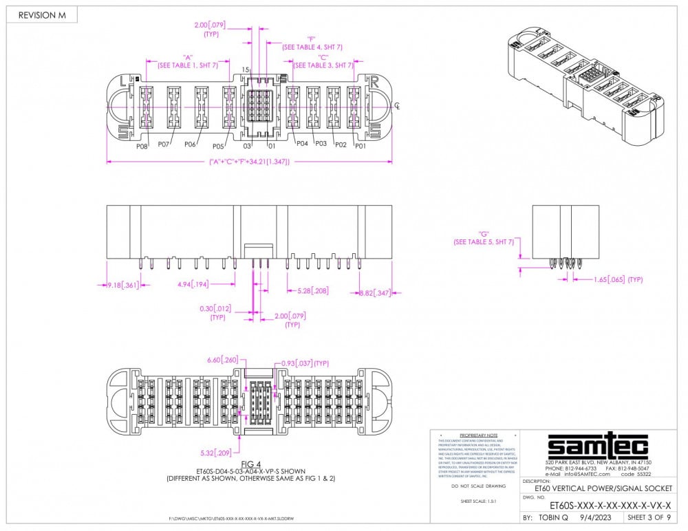 Samtec ET60 drawing sheet 3