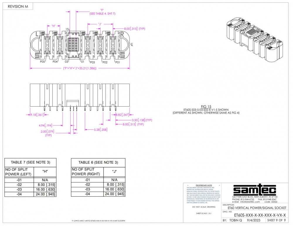 Samtec ET60 drawing sheet 9