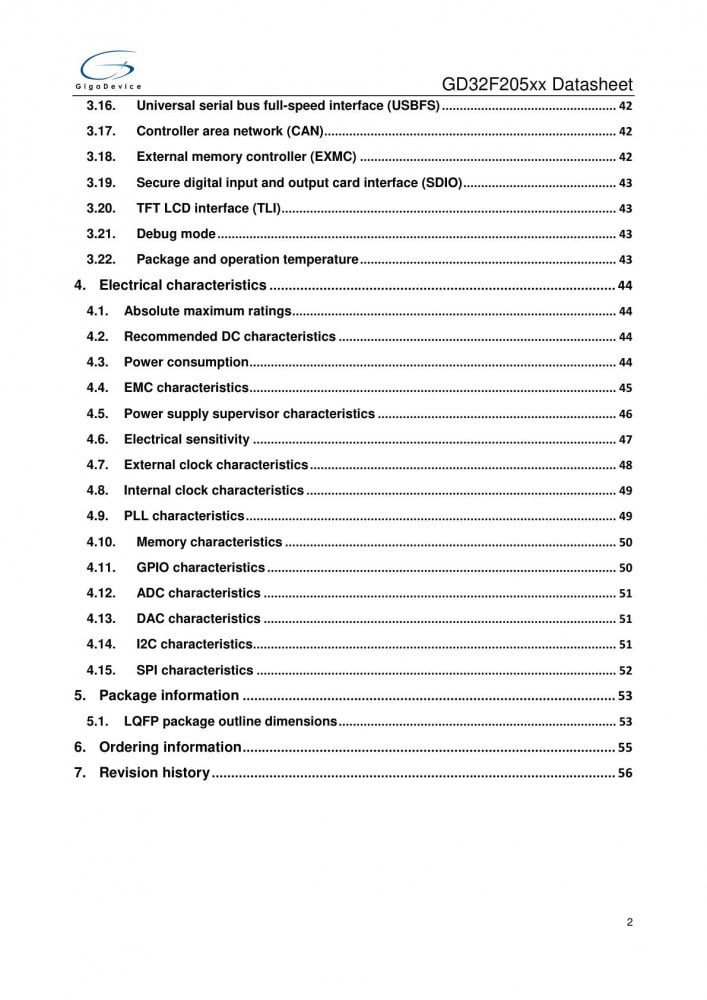 GD32F205xx datasheet page 3