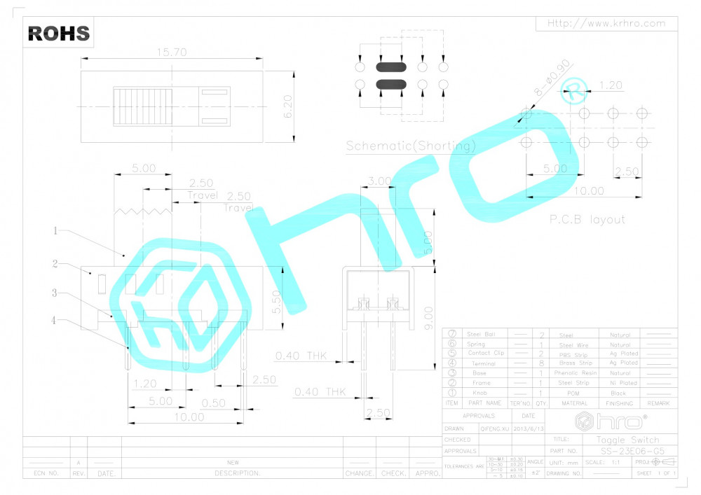 SS-23E06-G5 toggle switch manufacturer drawing
