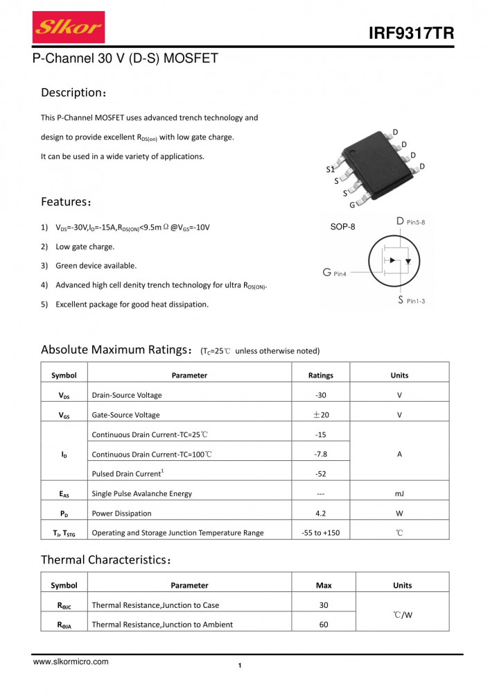 IRF9317TR datasheet page 1