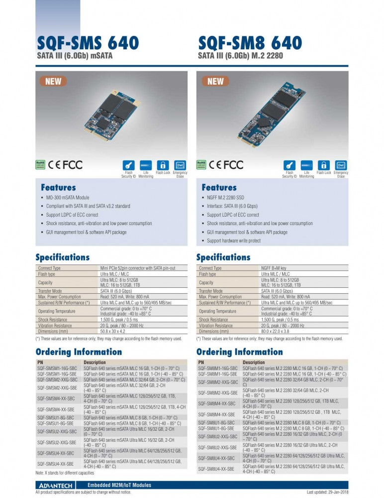 ADVANTECH SQFlash 640 product document preview