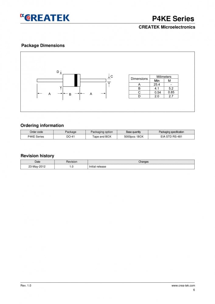 CREATEK P4KE series datasheet page 6