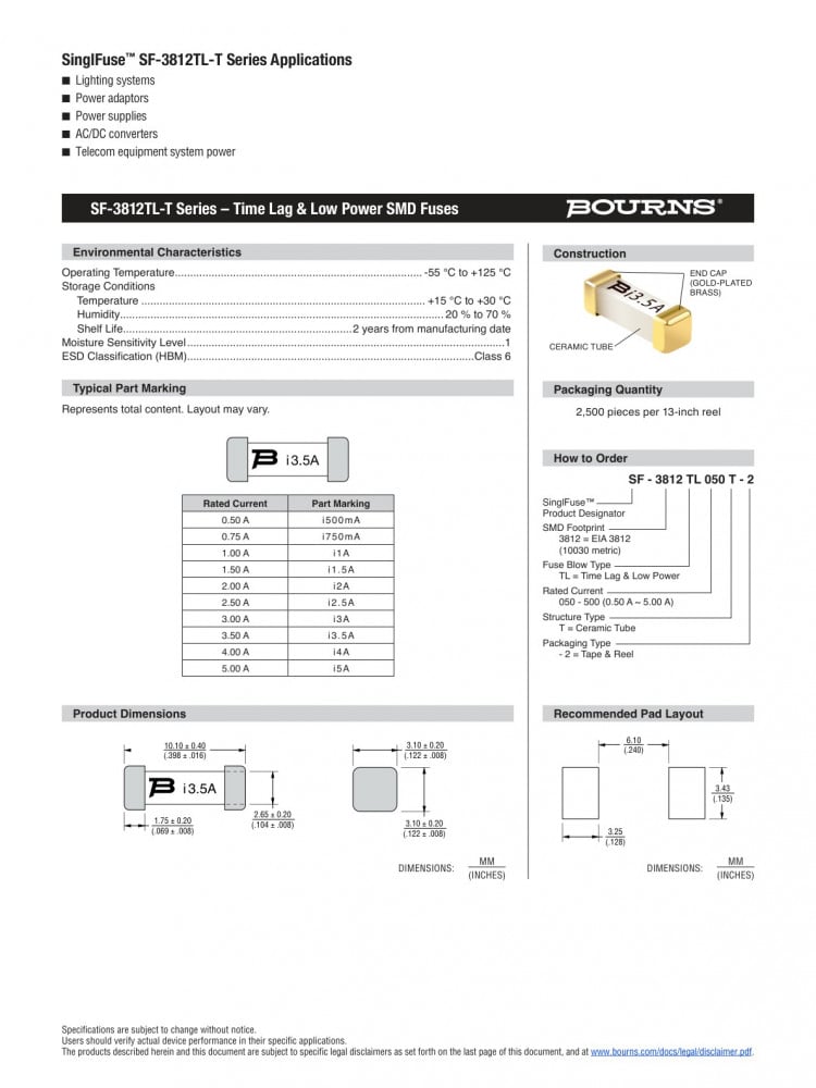 BOURNS SF-3812TL-T datasheet page 2
