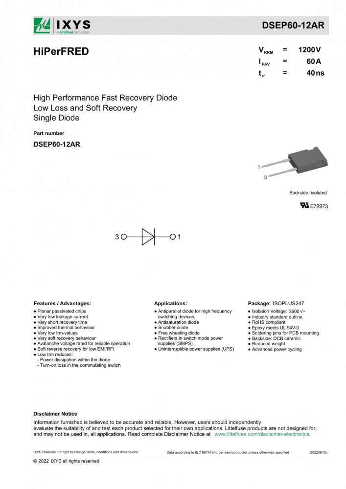 DSEP60-12AR datasheet page 1