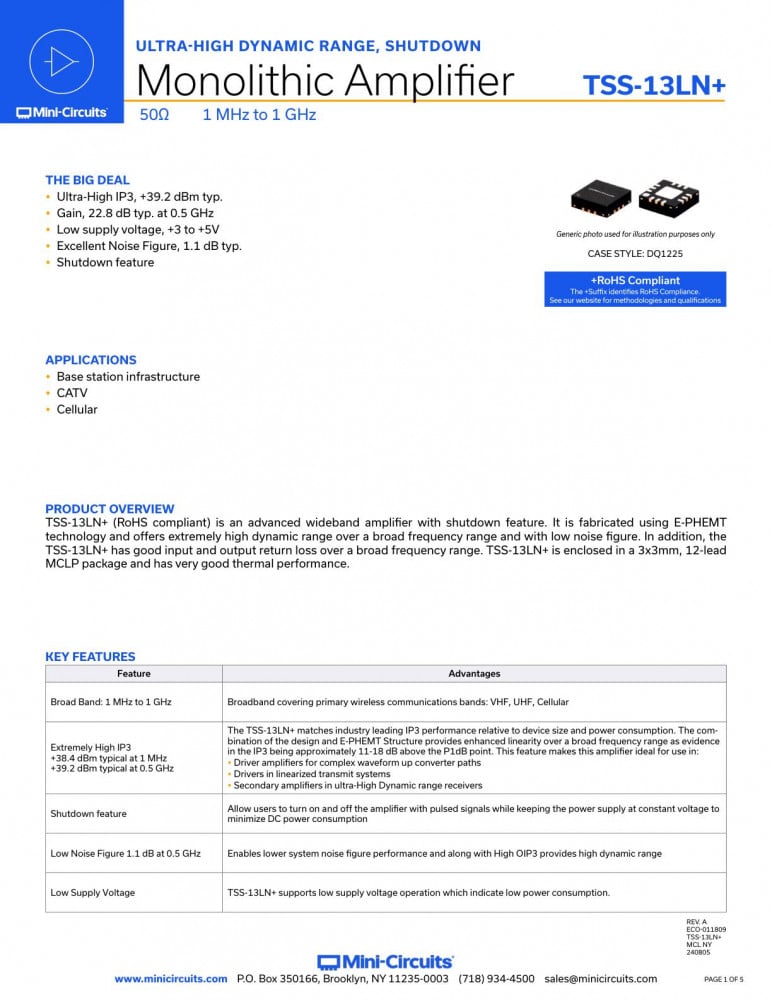 TSS-13LN+ datasheet page 1