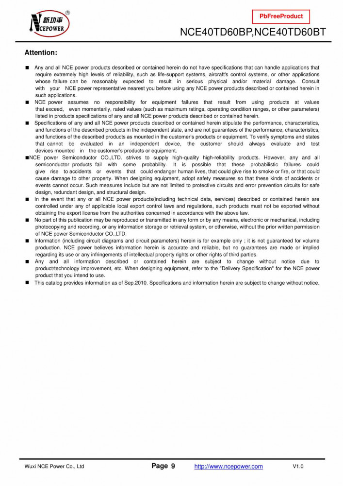 NCE40TD60BT datasheet page 9