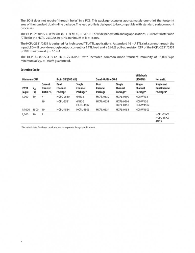 HCPL-2531-360E datasheet page 2