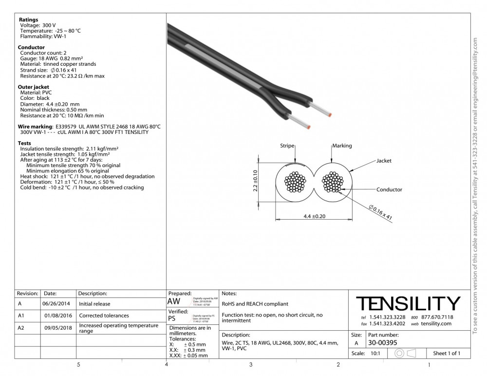 30-00395 product specification document image