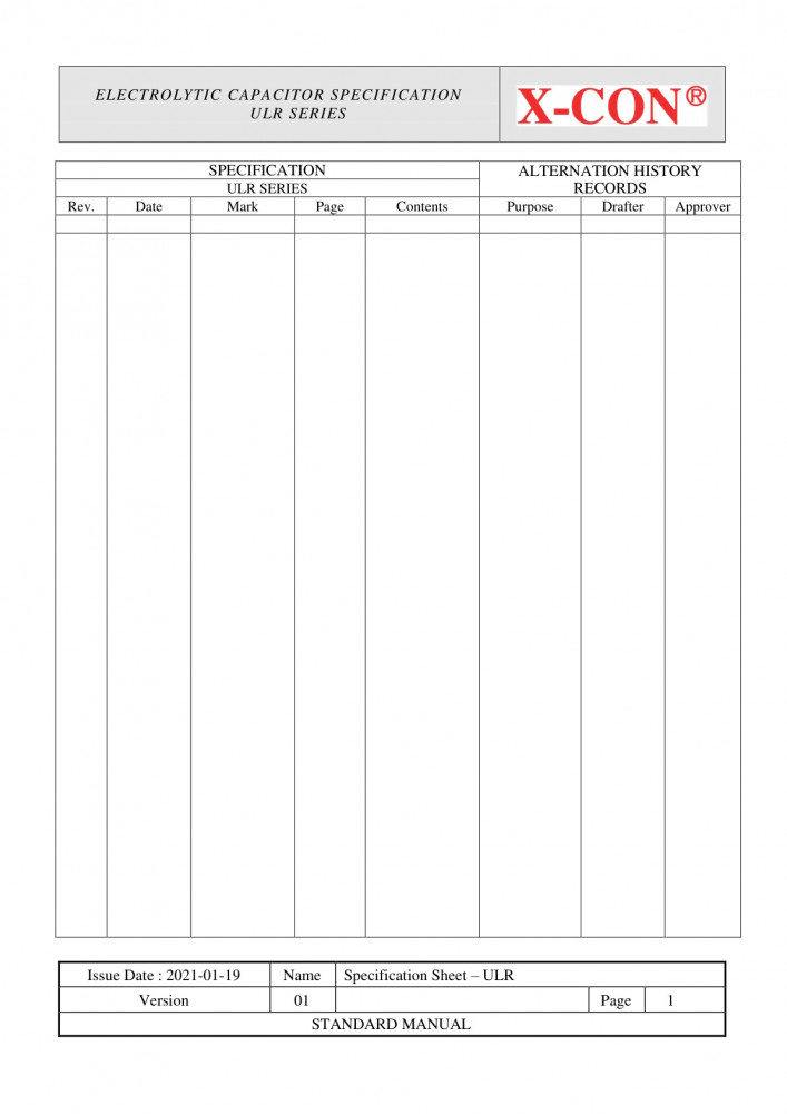 ULR series specification, page 2