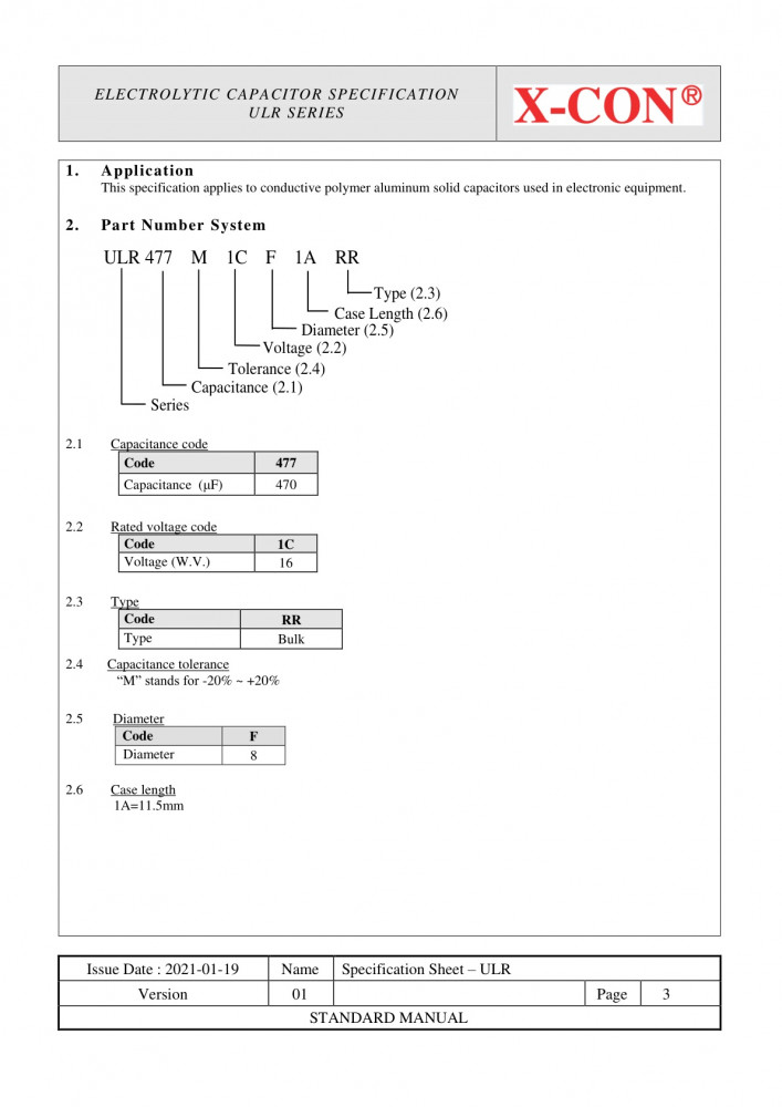 ULR series specification, page 4