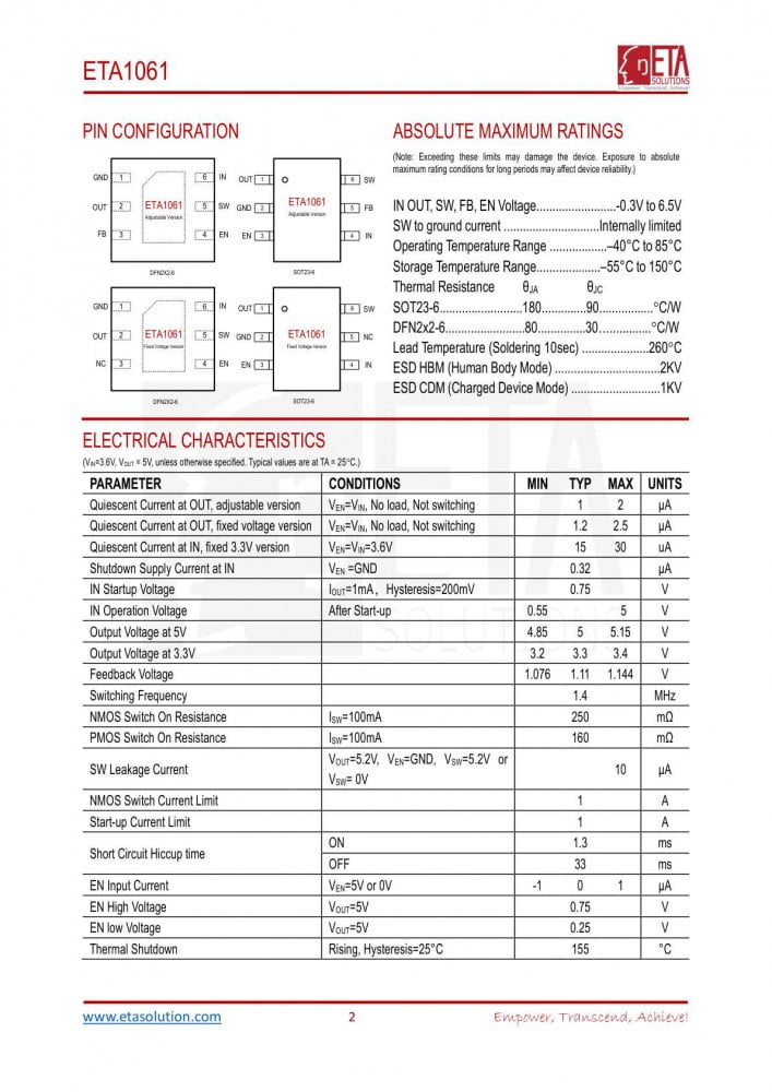 ETA1061S2G datasheet page 2