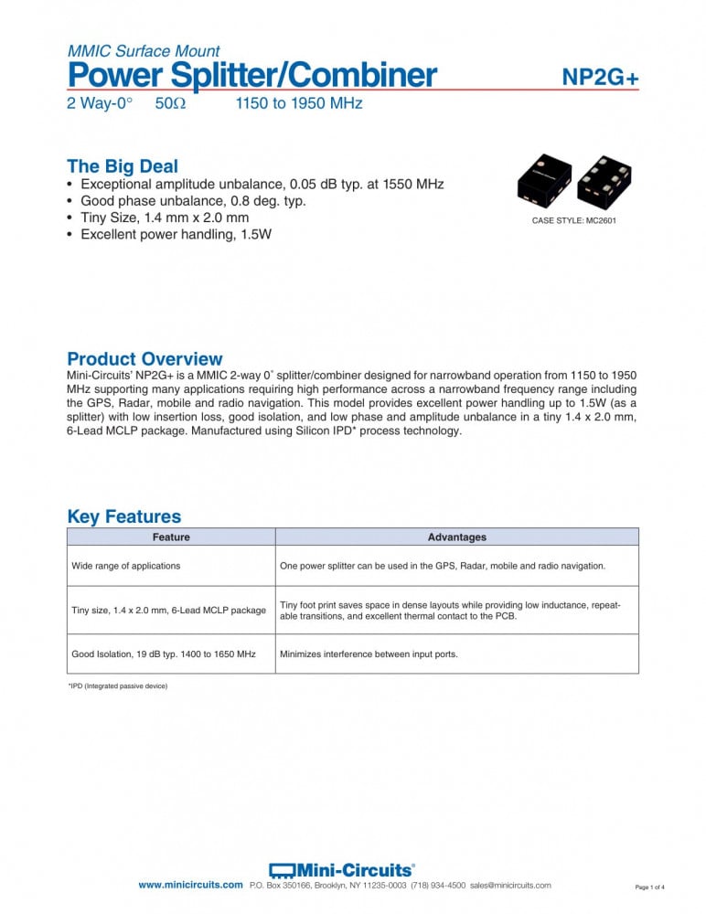NP2G+ datasheet page 1
