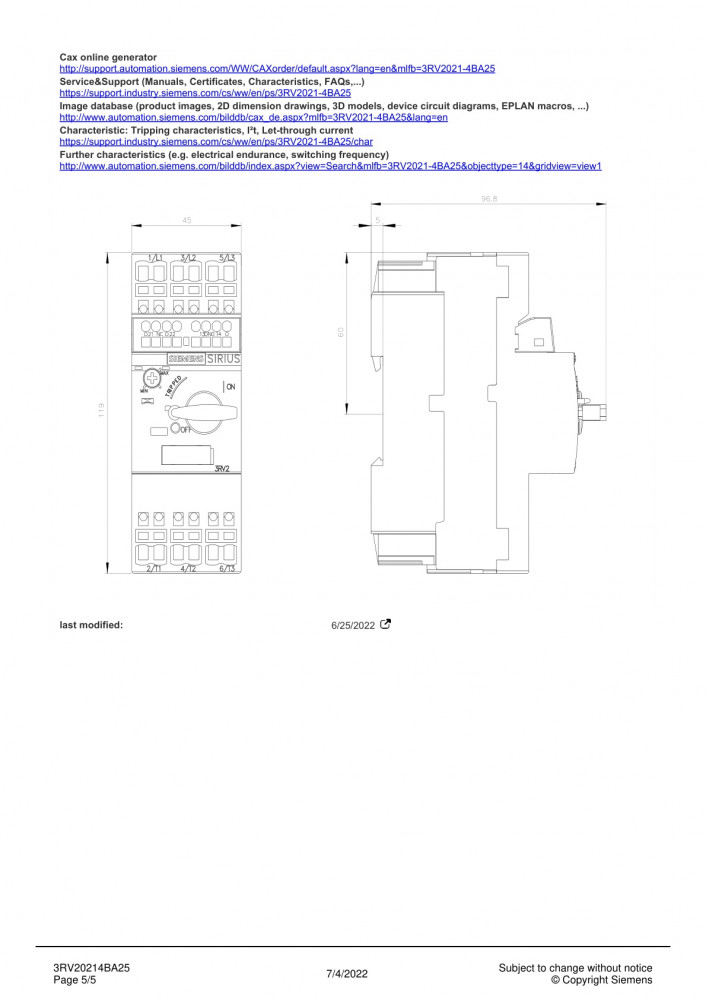 3RV20214BA25 technical document page 5