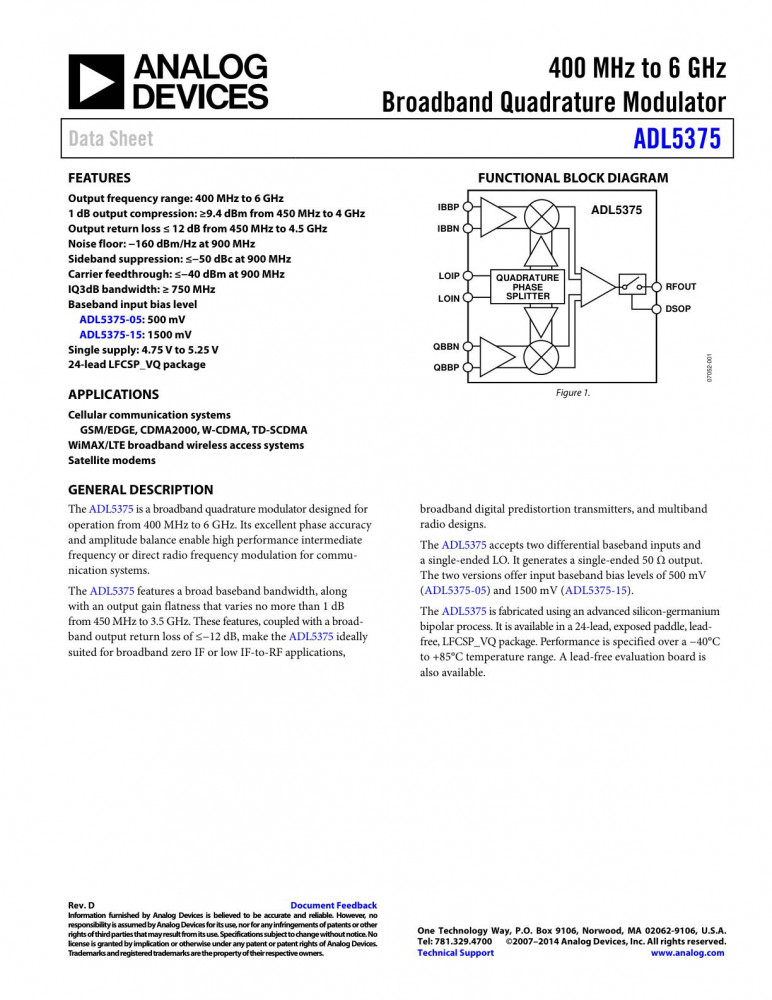 ADL5375 document page 1