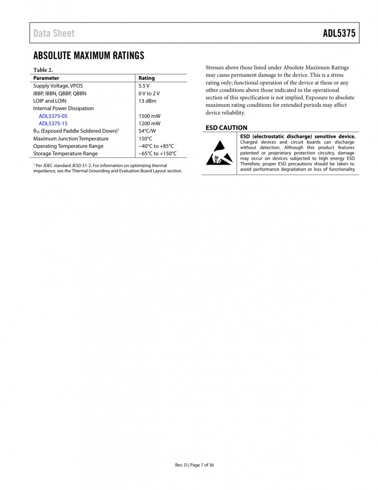 ADL5375 document page 7