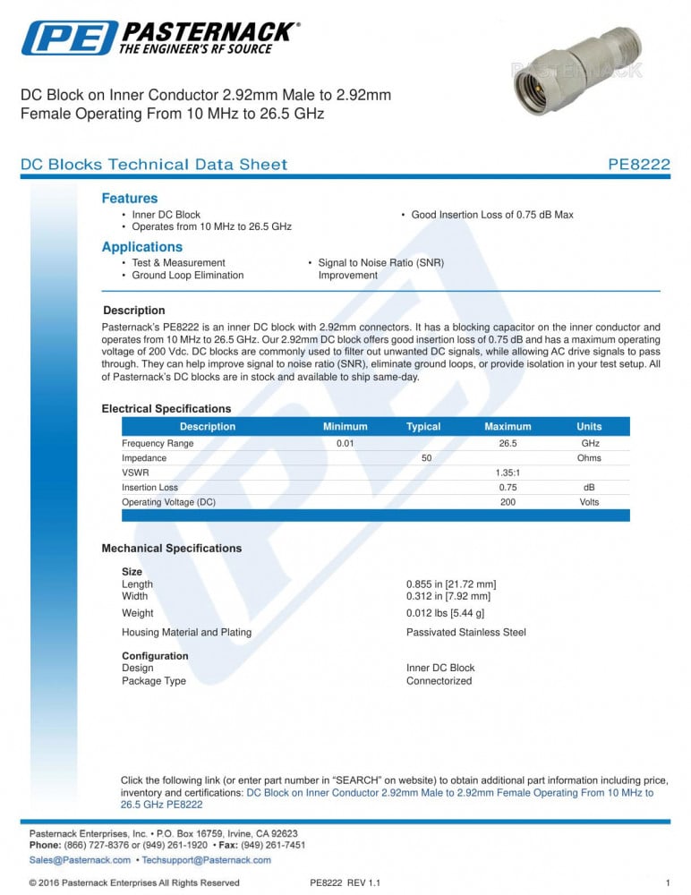 PE8222 technical document page 1