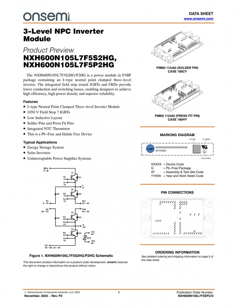 NXH600N105L7F5P2HG datasheet page 1