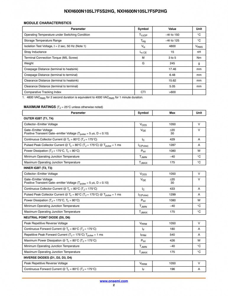 NXH600N105L7F5P2HG datasheet page 2