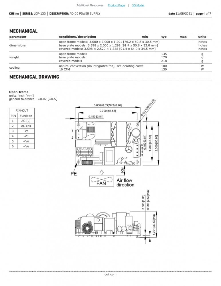 VOF-130 series datasheet page 4