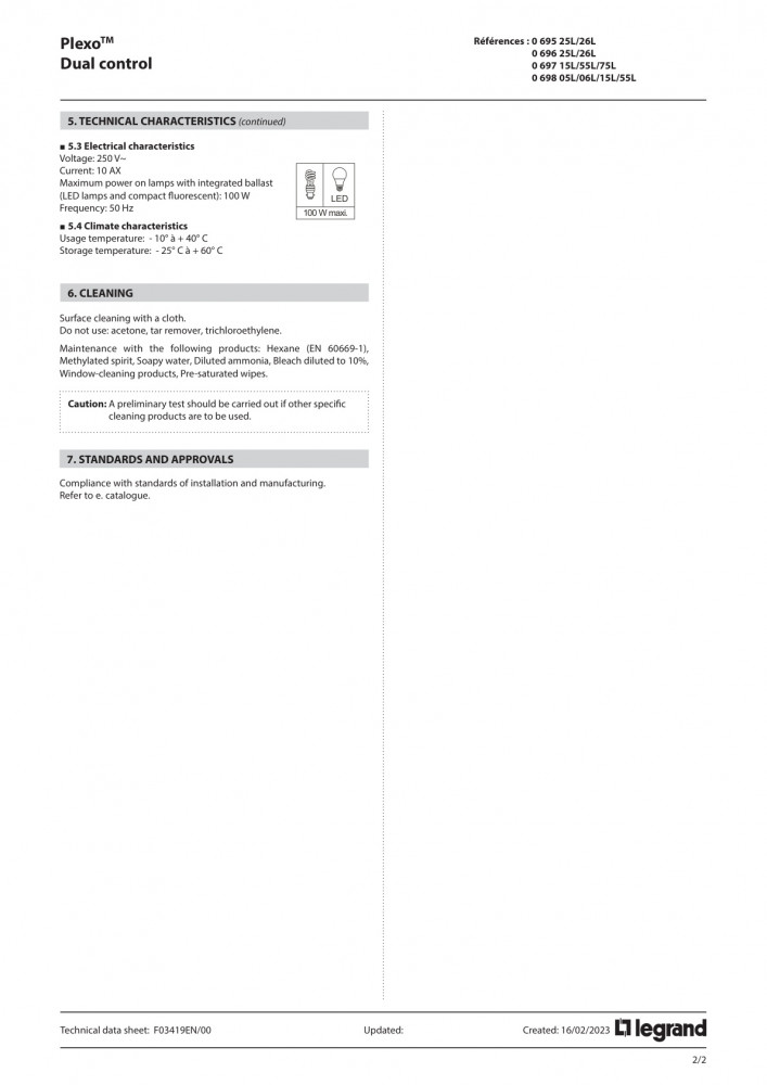 Legrand Plexo technical document page 2