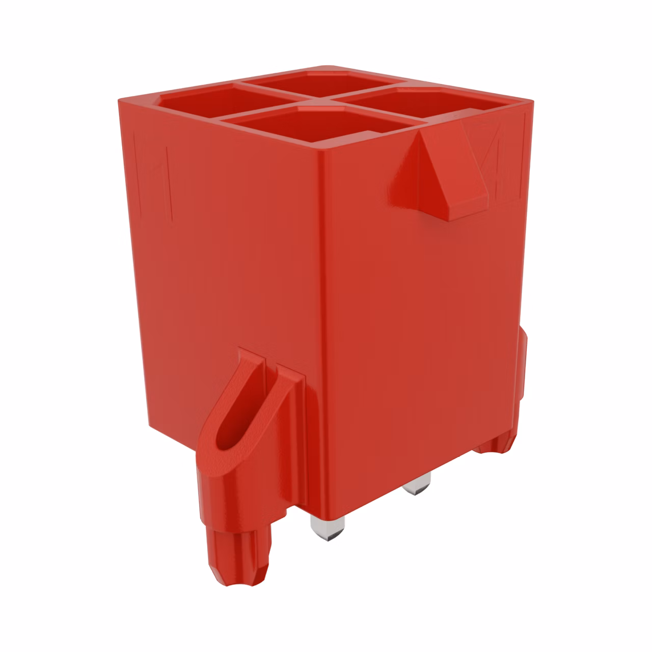 Mega-Fit ColorLock Vertical Header with Crush Pegs, 5.70mm Pitch, Through Hole, Dual Row, 4 Circuits, Matte Tin (Sn) Plating, 3.73mm Tail Length, Glow-Wire Capable, Tray, Red for sale