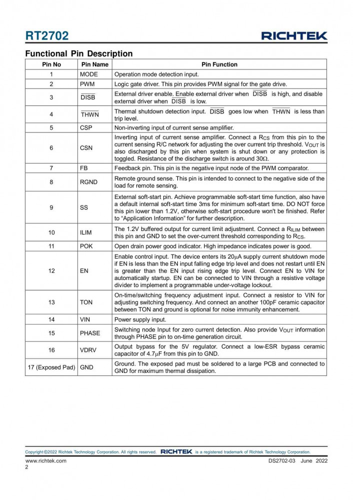 RT2702 technical document page 2