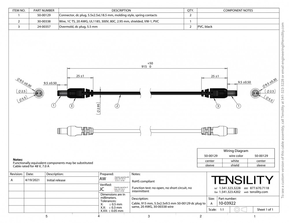Tensility International 10-03922 product drawing
