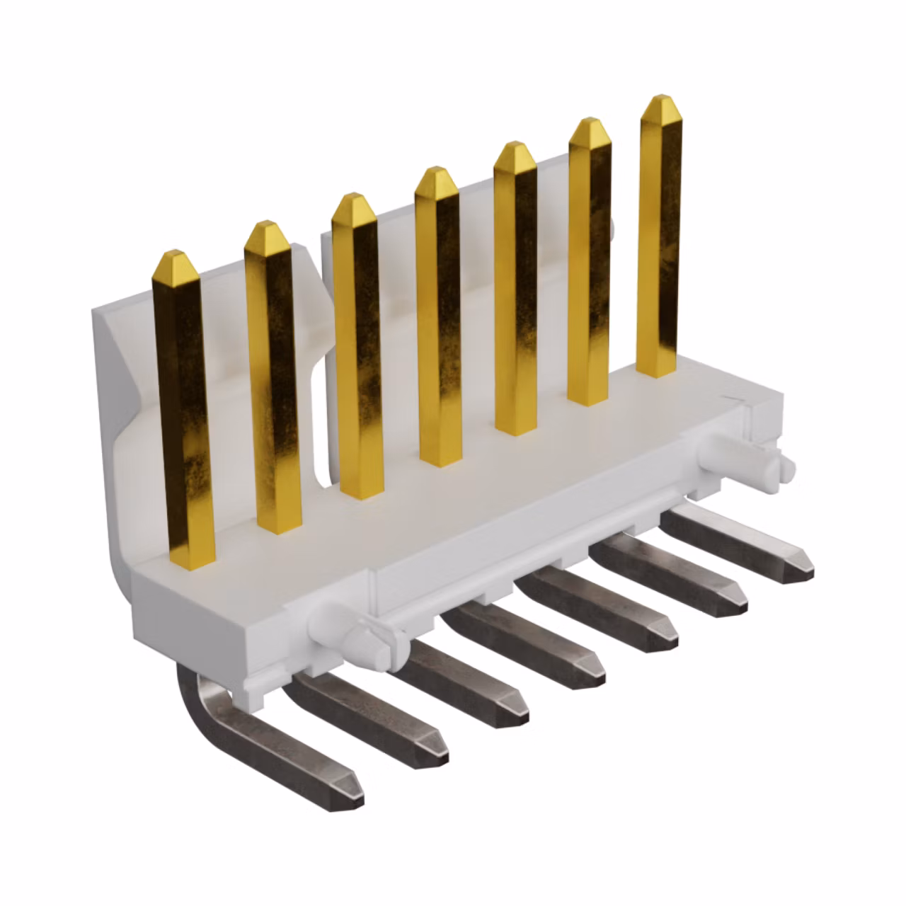 KK 396 Solid Right-Angle Header, Friction Lock, with Snap-in Plastic Peg  PCB Lock, 7 Circuits, Gold (Au) Plating for sale