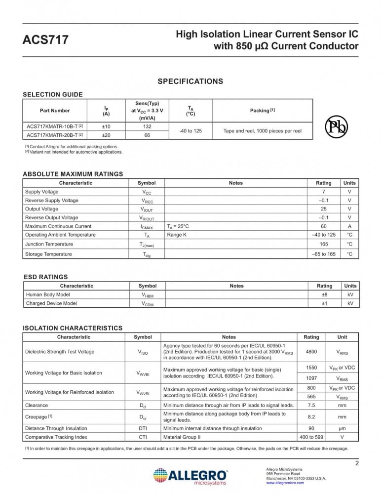 ALLEGRO ACS717 datasheet page 2