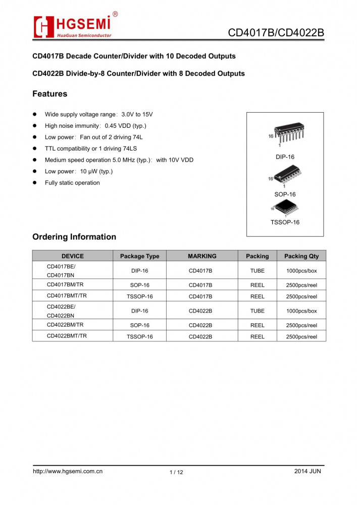 CD4022B technical document page 1