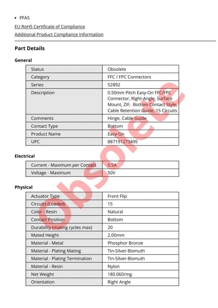 MOLEX 528921533 product documentation, page 2