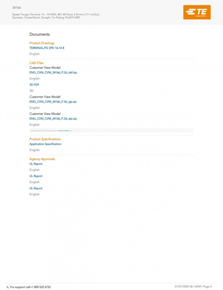 TE Connectivity 34166 technical document page 5