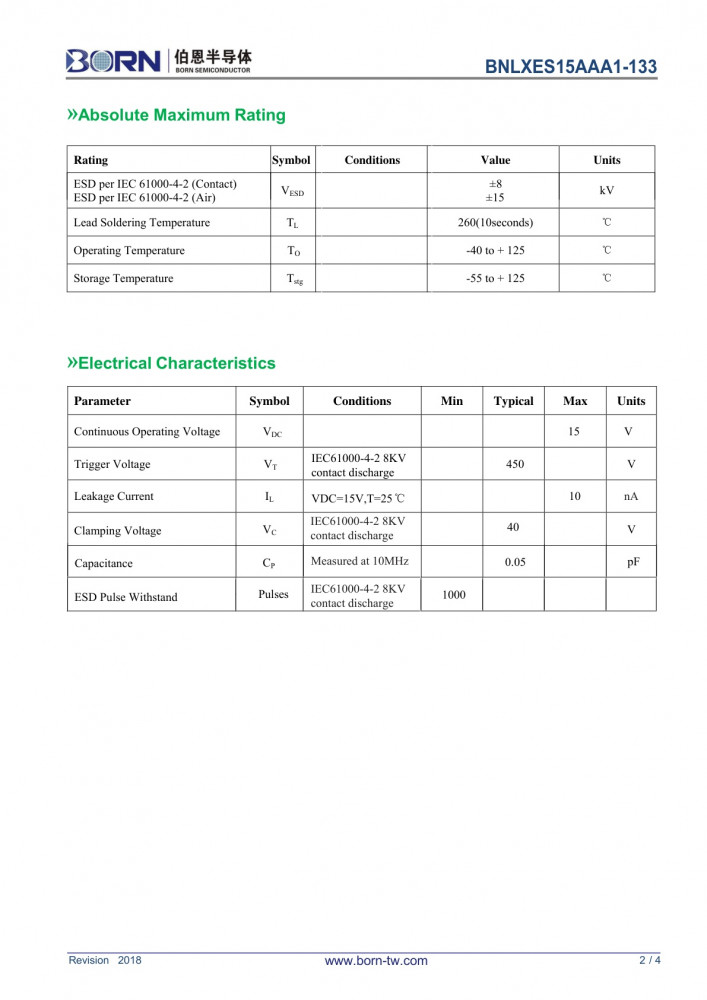 BNLXES15AAA1-133 electrical characteristics