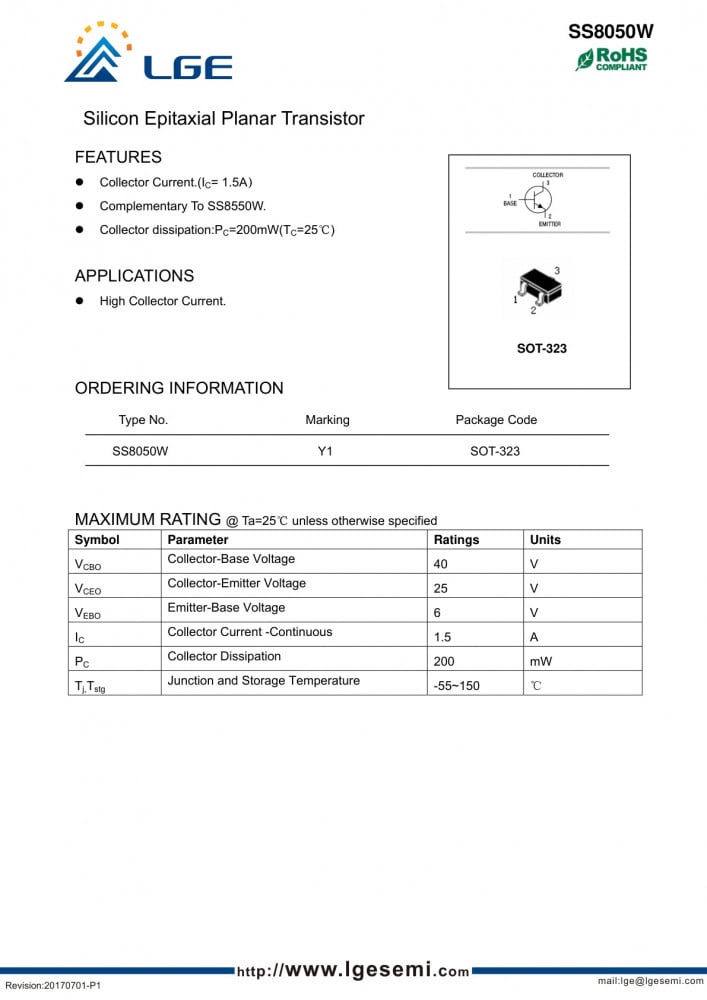 SS8050W datasheet page 1