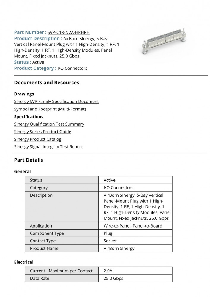 SInergy product document preview, page 1