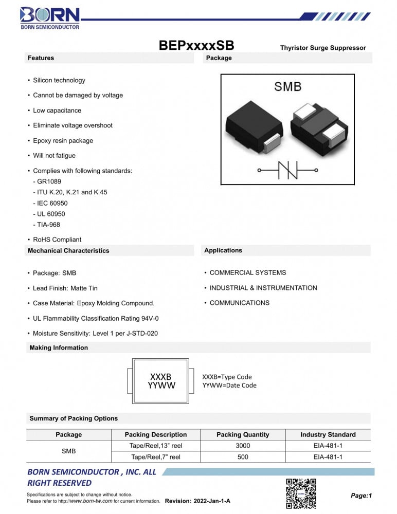 BEP1800SB datasheet page 1
