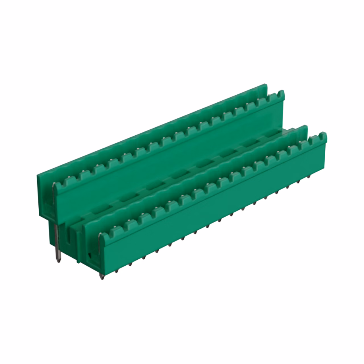 5.00mm Pitch Eurostyle Vertical Dual Level PCB Header, Open Ends, Green Housing, 36 Circuits for sale