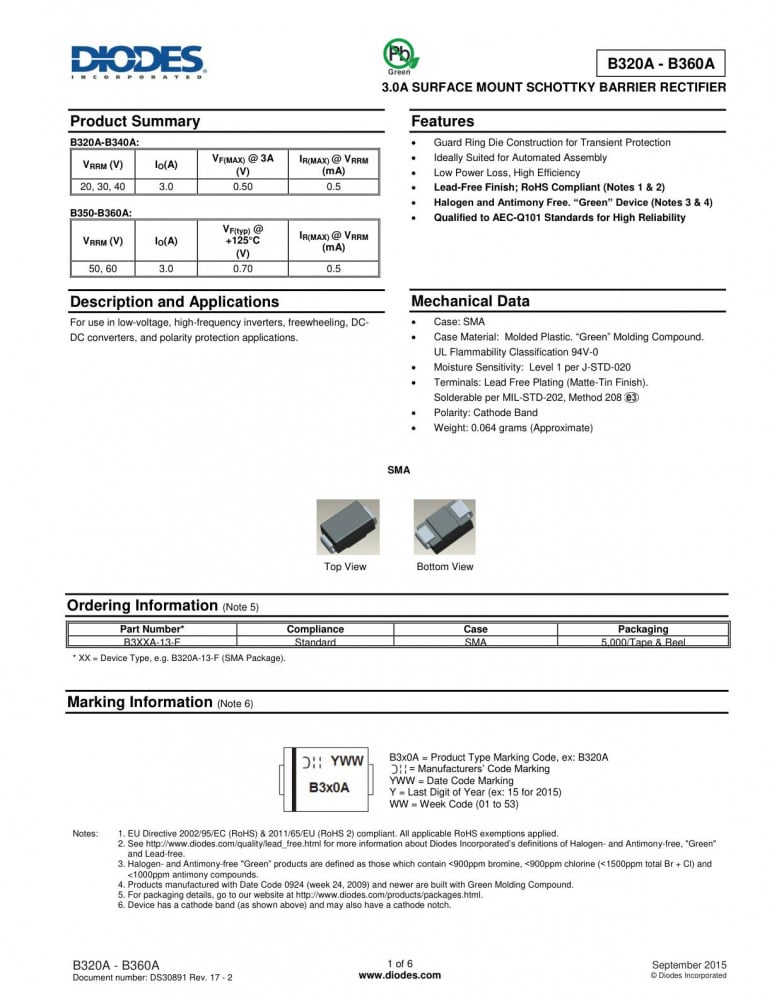 B360A datasheet page 1