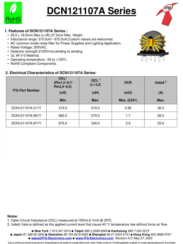 DCN121107A datasheet page 1
