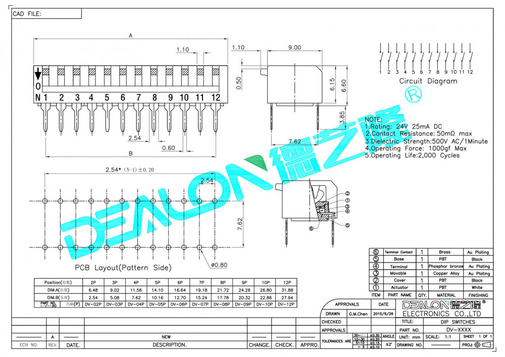 DEALON DV-03P technical drawing